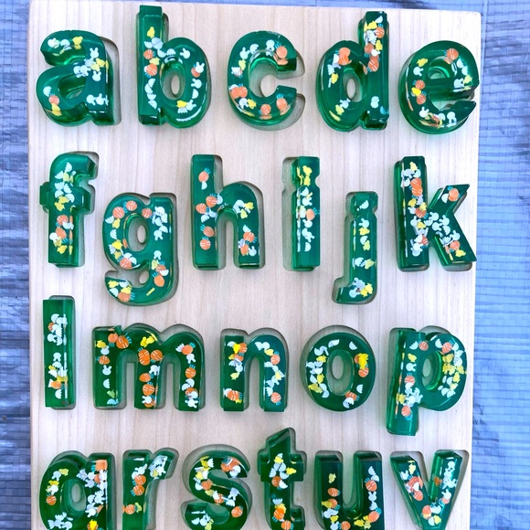 Toys | Handmade Set Of Resin Alphabet Letters Lowercase Filled W Chicks ...
